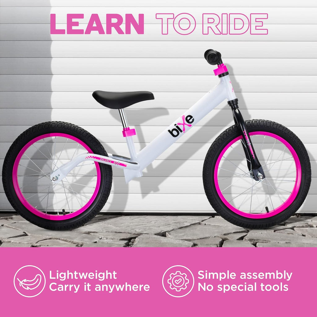 BIXE - Pink - Aluminum Balance Bike for 18 Month to 6 Year Old Toddler